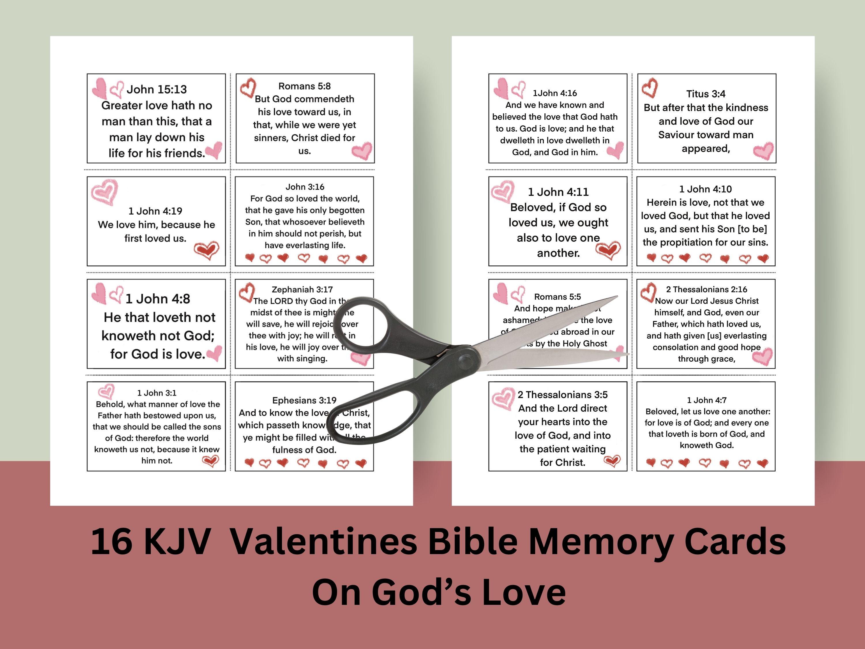 KJV Bible Printable Bible Cards -god's Love Bible Memory Cards ...