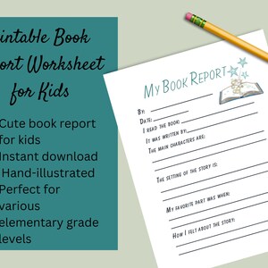 Book Report - Printable Book Report Worksheet for Kids - for Various ...