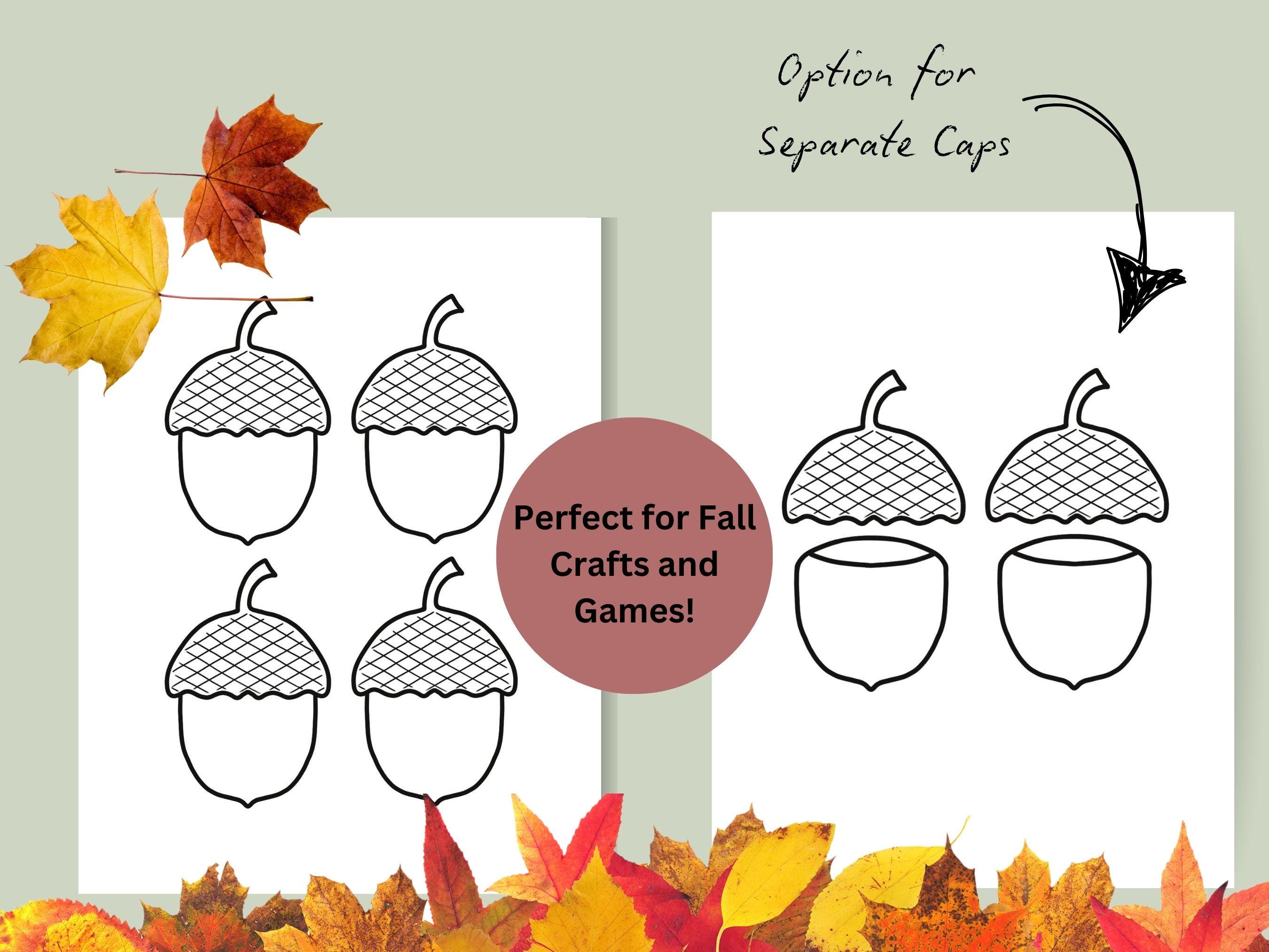 Printable Acorn Template: Autumn Coloring Page (PDF) Fall Crafts ...