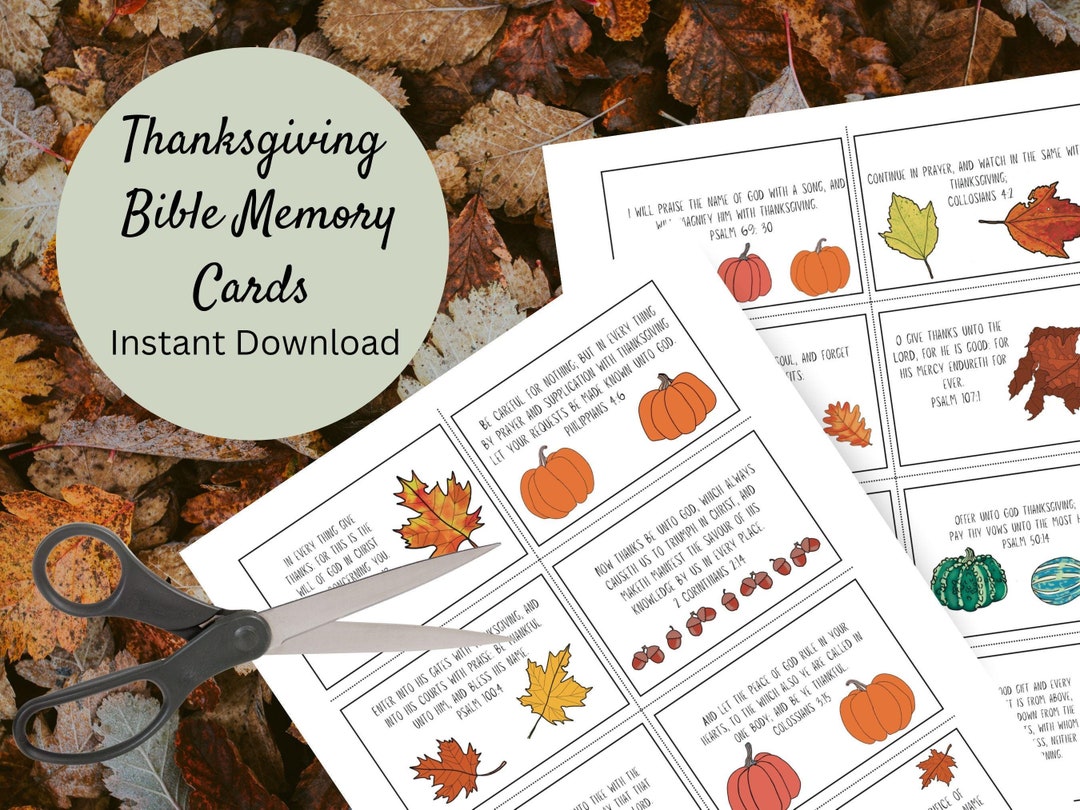 Thanksgiving Bible Verse Cards: Fall Artwork, KJV (PDF Download) - Etsy