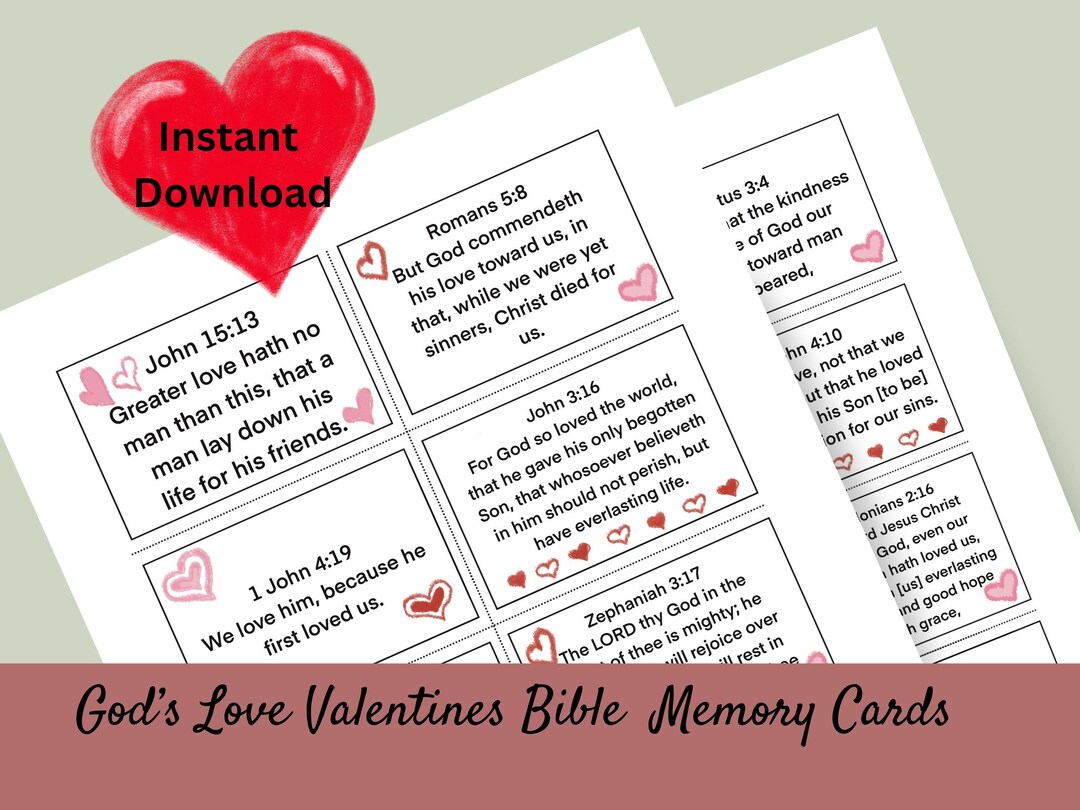 KJV Bible Printable Bible Cards -god's Love Bible Memory Cards ...
