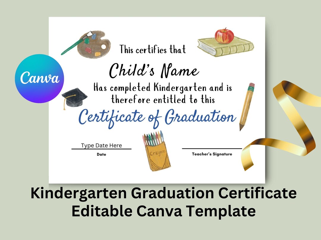 Kindergarten Graduation Certificate- Editable Template- Kindergarten ...