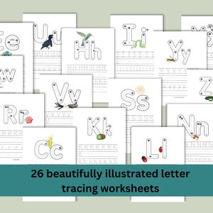 Printable Alphabet Tracing Worksheets Pre-k Kindergarten Toddler ...