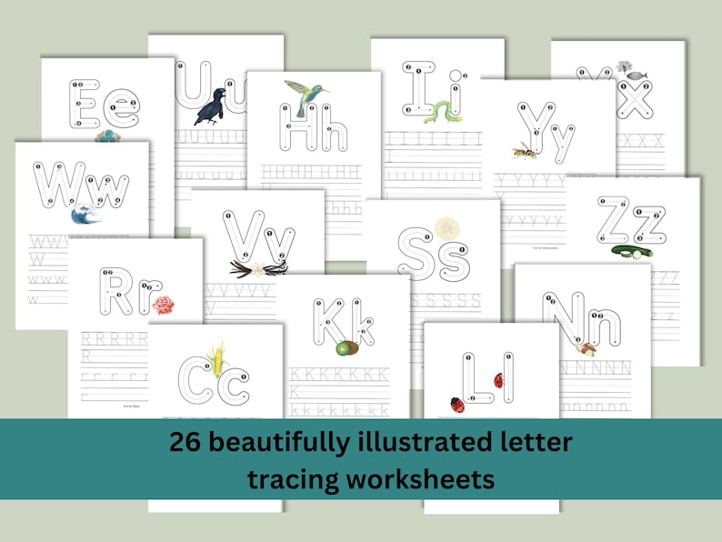 Printable Alphabet Tracing Worksheets Pre-k Kindergarten Toddler ...