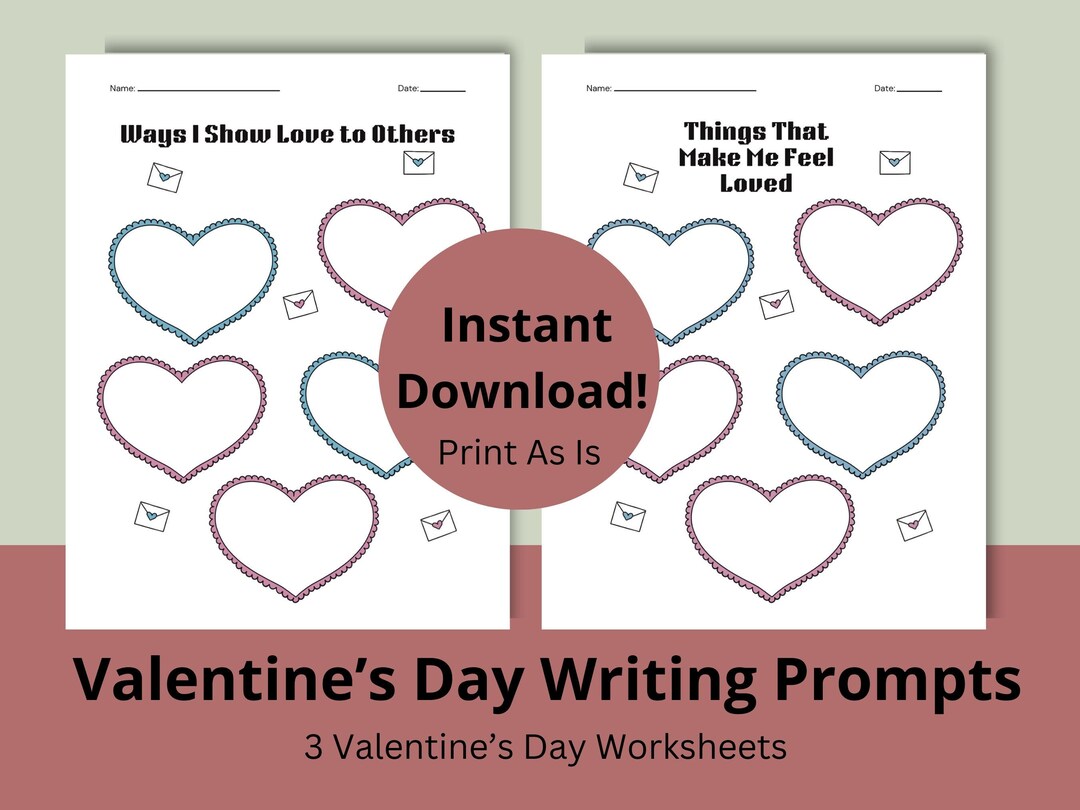 Valentine's Day Writing Prompts - Writing Prompts Printable - Valentine ...