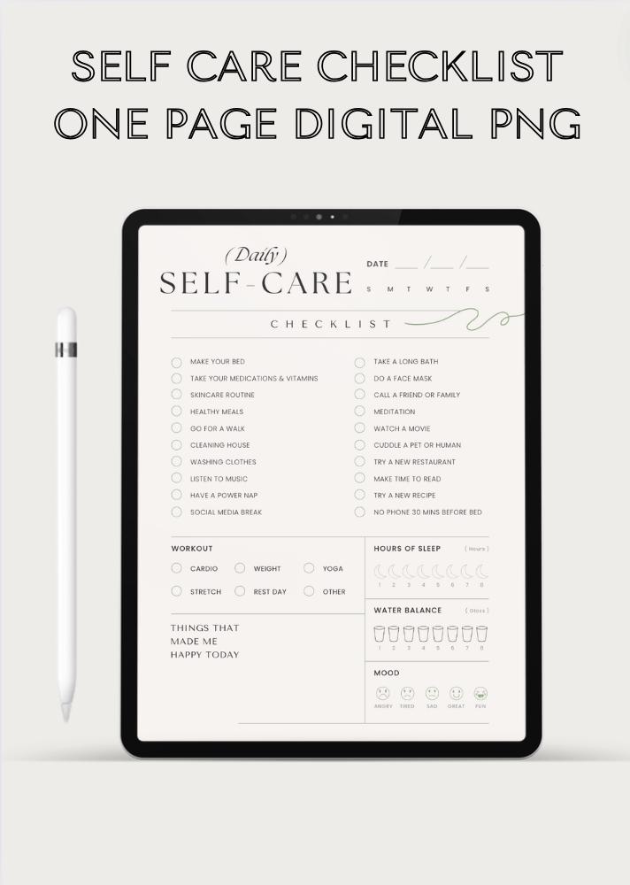 Self Care Checklist A4 L Digital Printout L Pink Daily Planner L ...