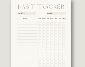 Weekly Habit Tracker Printable, Progress Tracker, Daily Habits, Goal ...