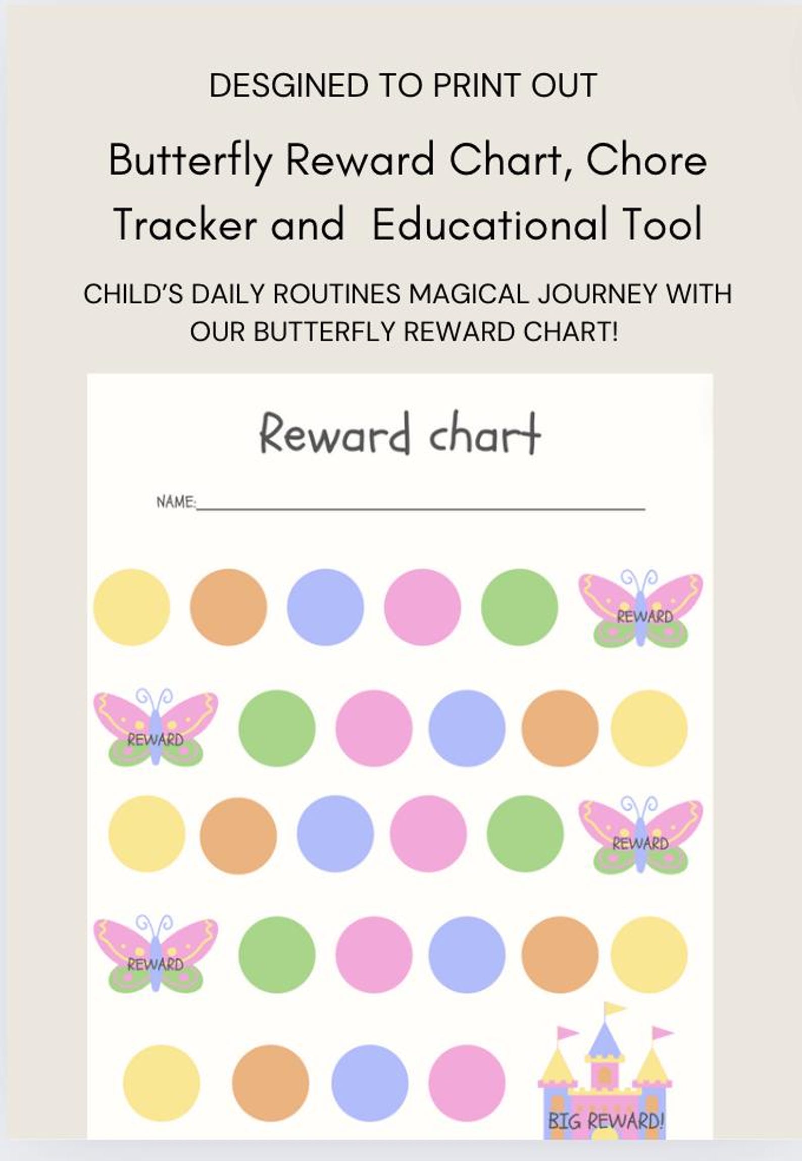 Butterfly Reward Chart Kids Behavior Chart Chore Tracker Educational ...