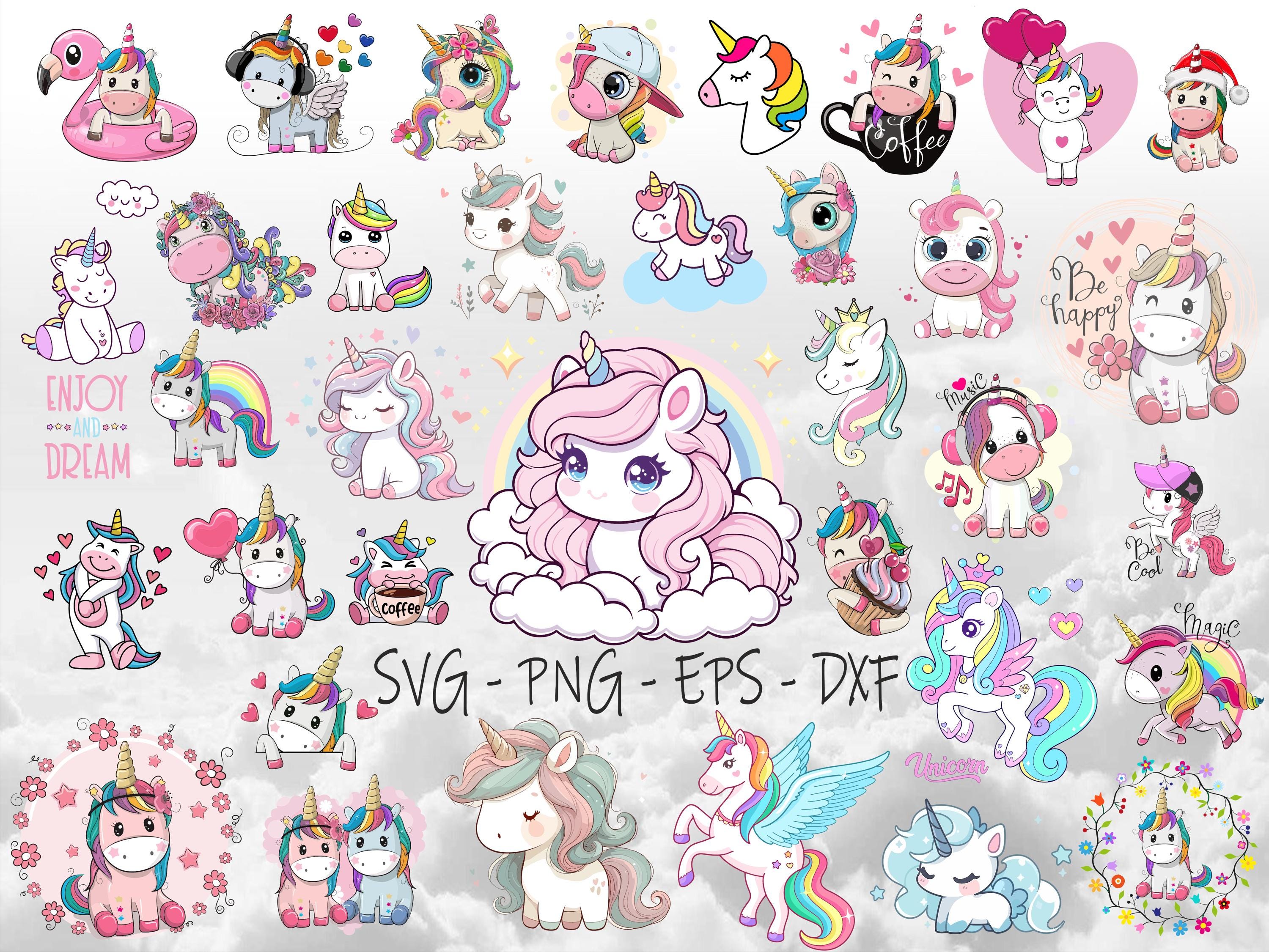 Kawaii Cute Unicorn PNG Bundle - Etsy