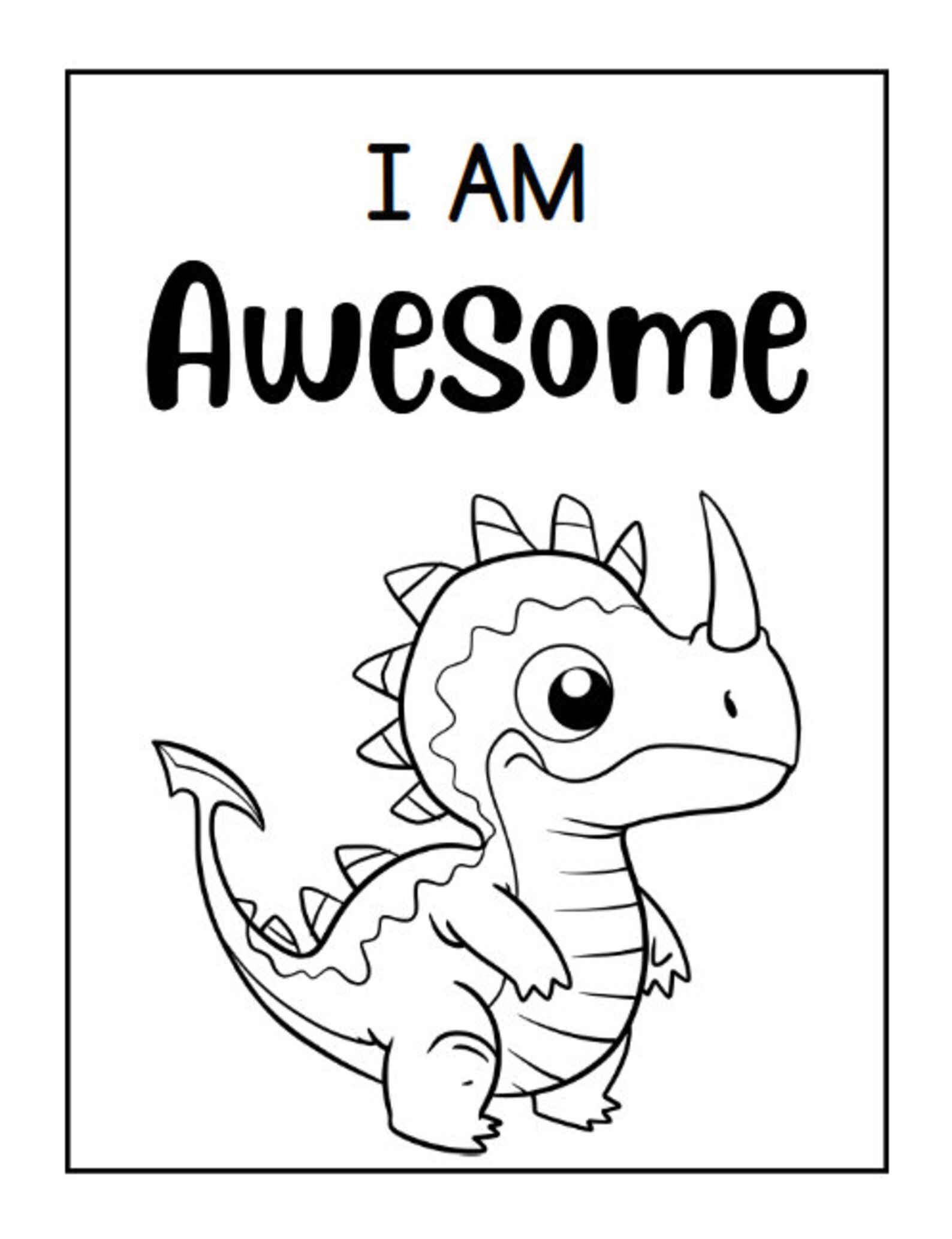 Dinosaurs and Positive Affirmations Coloring Pages for Toddlers ...
