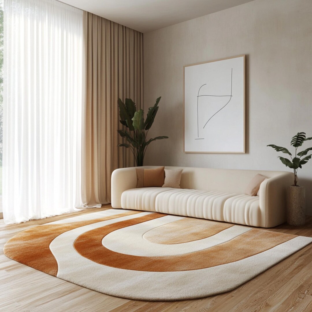 3D Sculpted Arch Rug • Luxury Hand-tufted Wool Carpet • Modern Neutral ...
