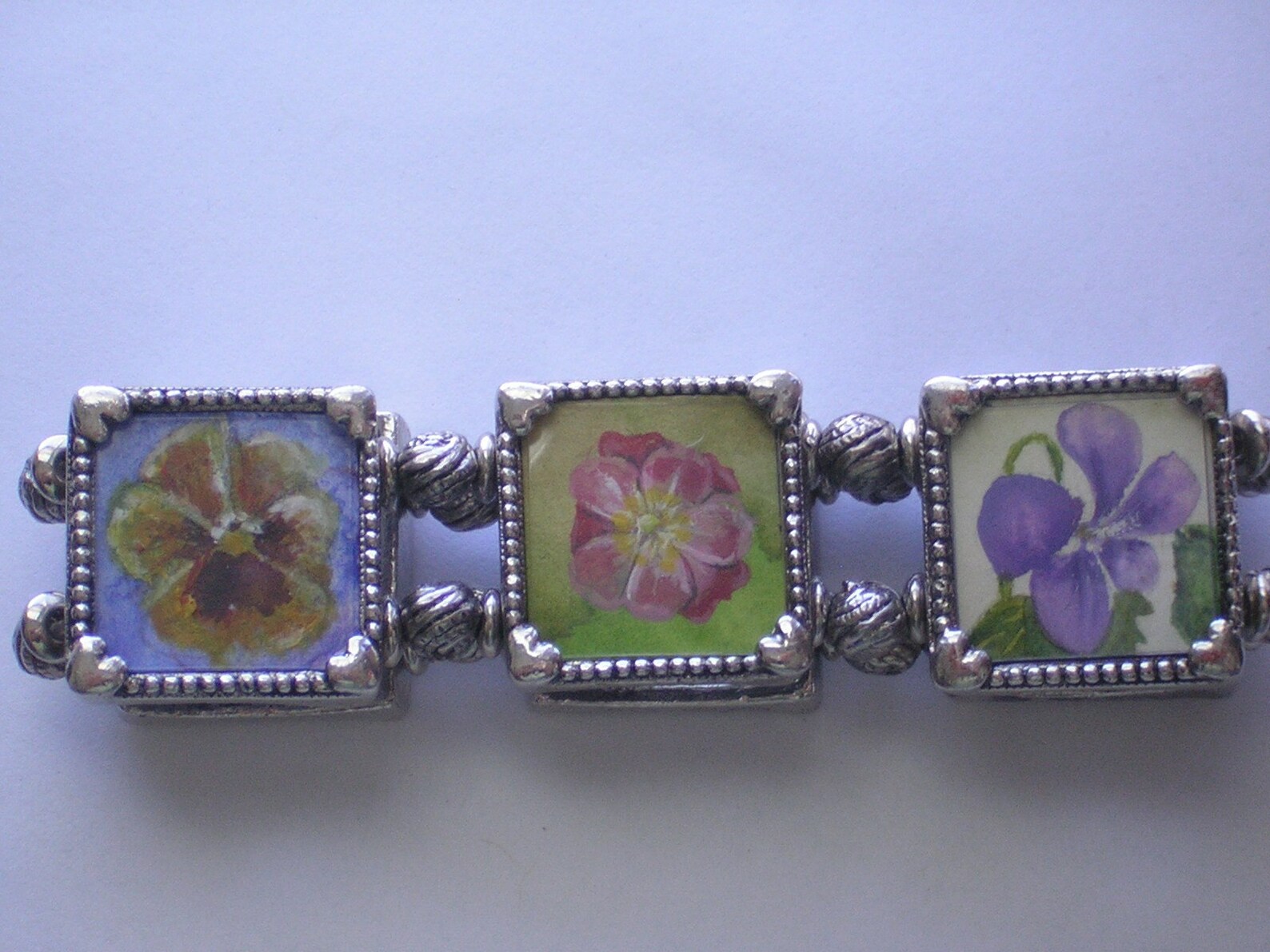 Hand-painted Language of Flowers Bracelet Original Miniature Paintings ...