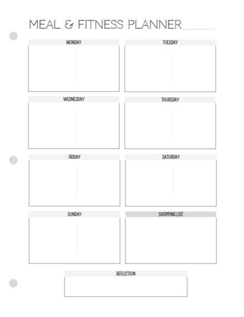 Weekly, Daily, Meal, and Fitness Planner Printable PDF, 3 Color ...