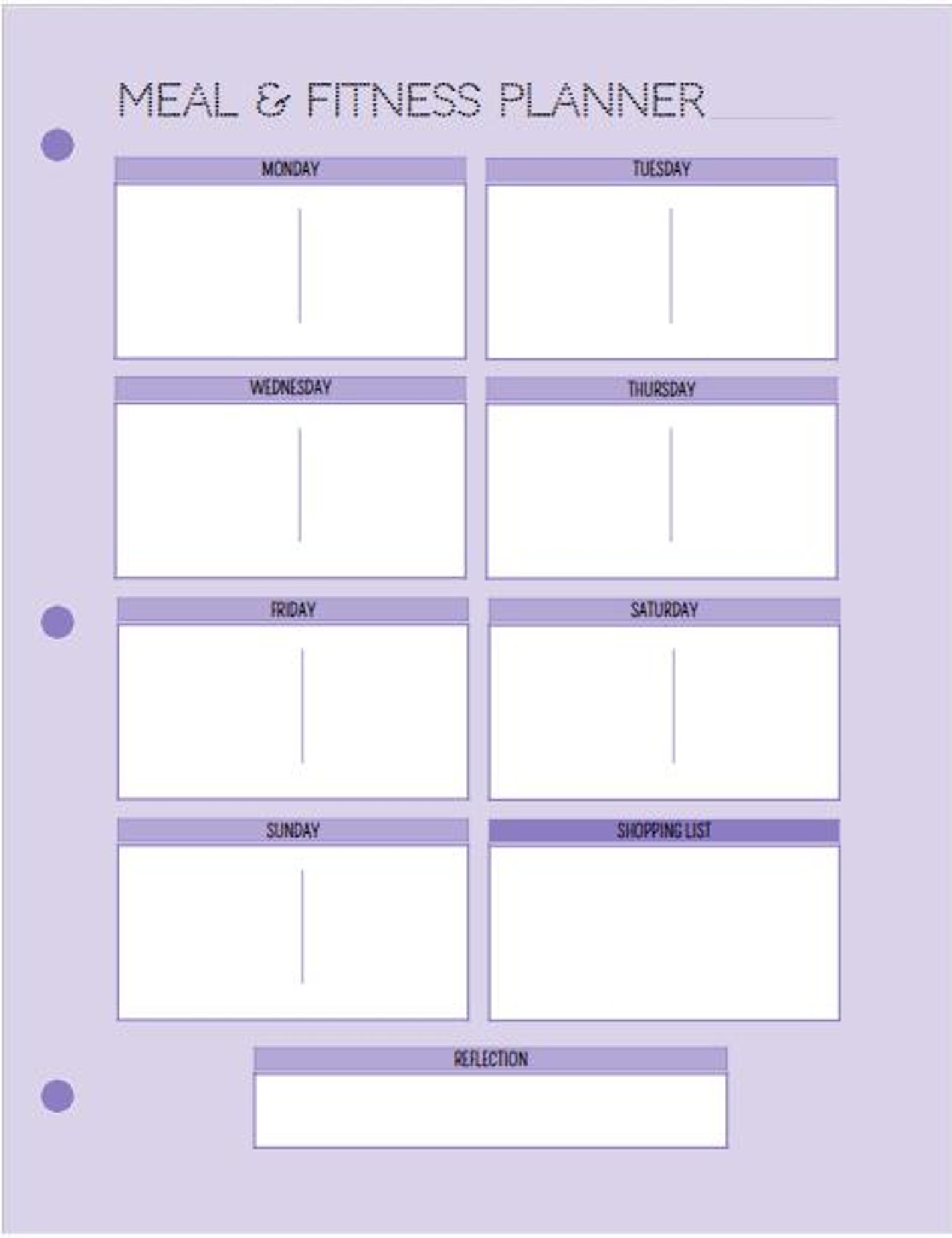 Weekly, Daily, Meal, and Fitness Planner Printable PDF, 3 Color ...