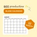 Bee-themed Calendar Blank Downloadable Printable Template 12-month 8 ...