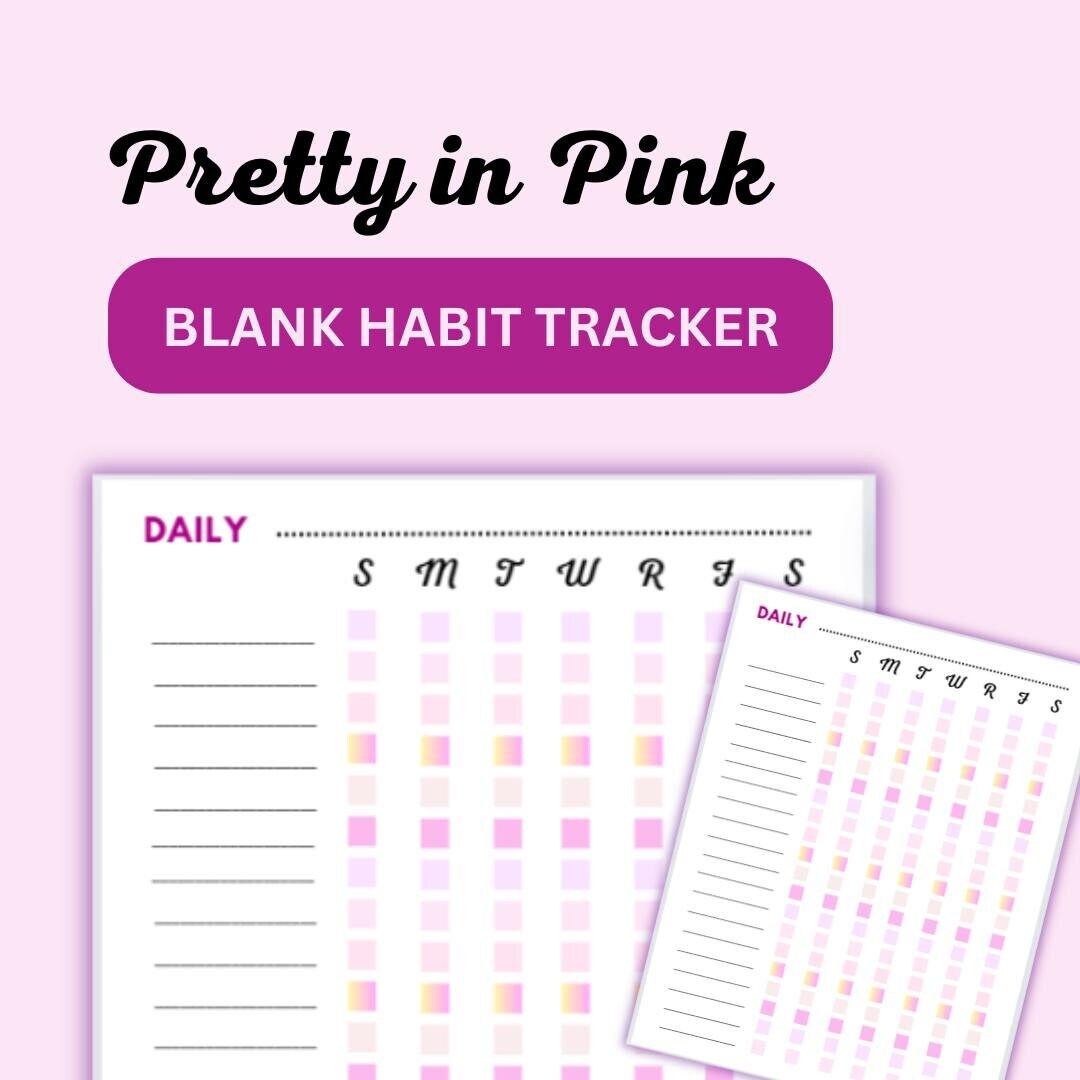 Pink Pastel Customizable Daily Habit Tracker (printable 8.5x11 Download ...