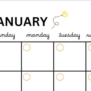 Bee-themed Calendar Blank Downloadable Printable Template 12-month 8 ...