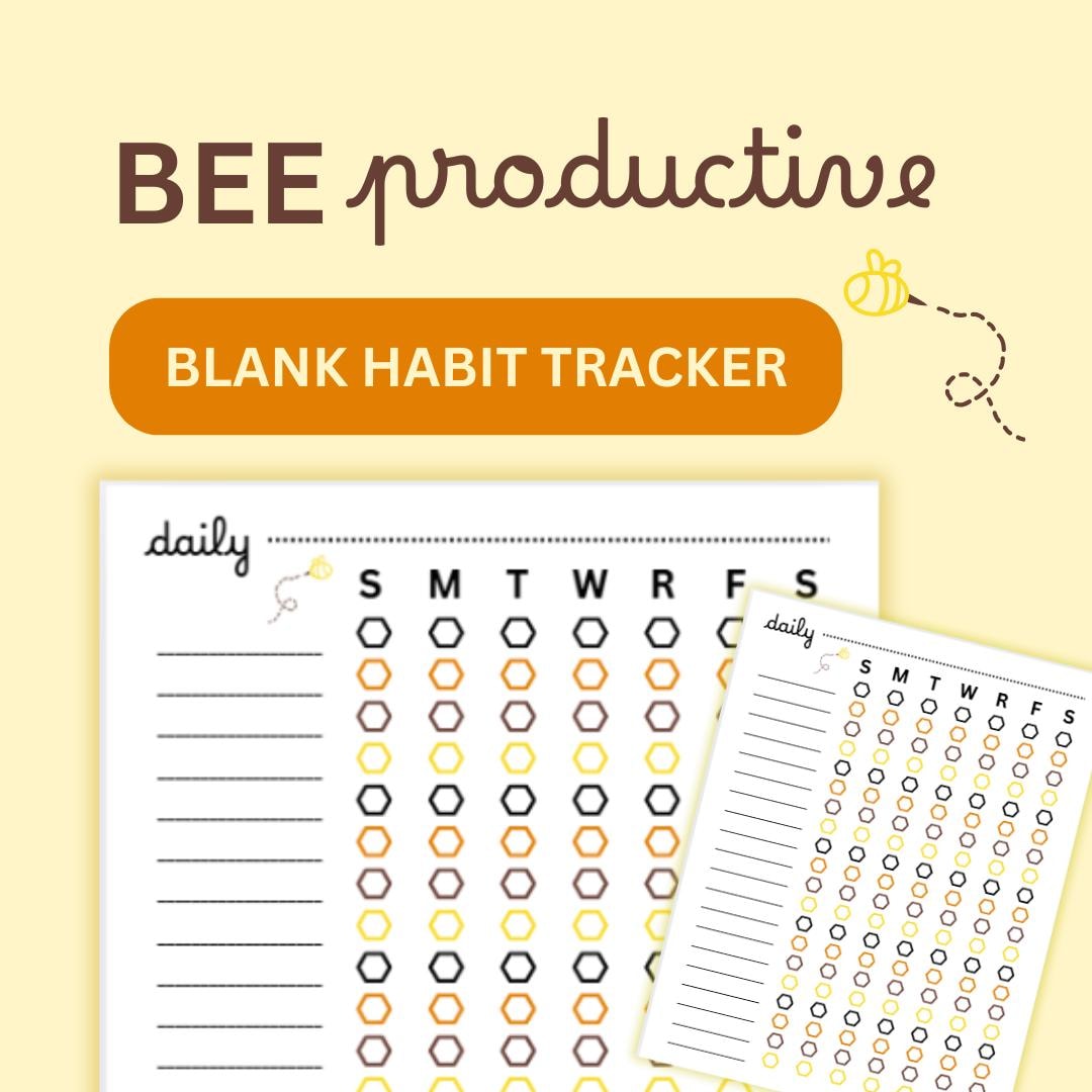 Bee-themed Cute Daily Habit Tracker Customizable Printable 8.5x11 ...