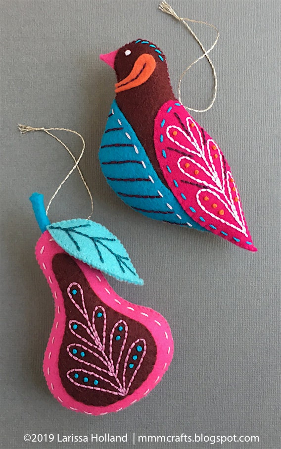 Partridge & Pear PDF pattern for a hand sewn wool felt | Etsy