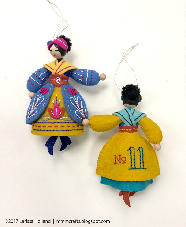 Lady Dancing PDF pattern for a hand sewn wool felt ornament | Etsy