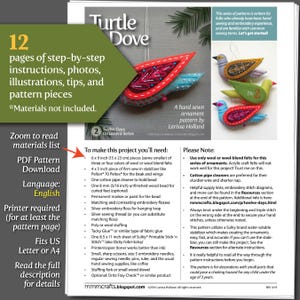 Turtle Dove PDF Pattern for a Hand Sewn Wool Felt Christmas Ornament - Etsy
