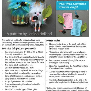 Travelwees PDF Craft Pattern for a Miniature Furry Travel Companion in ...