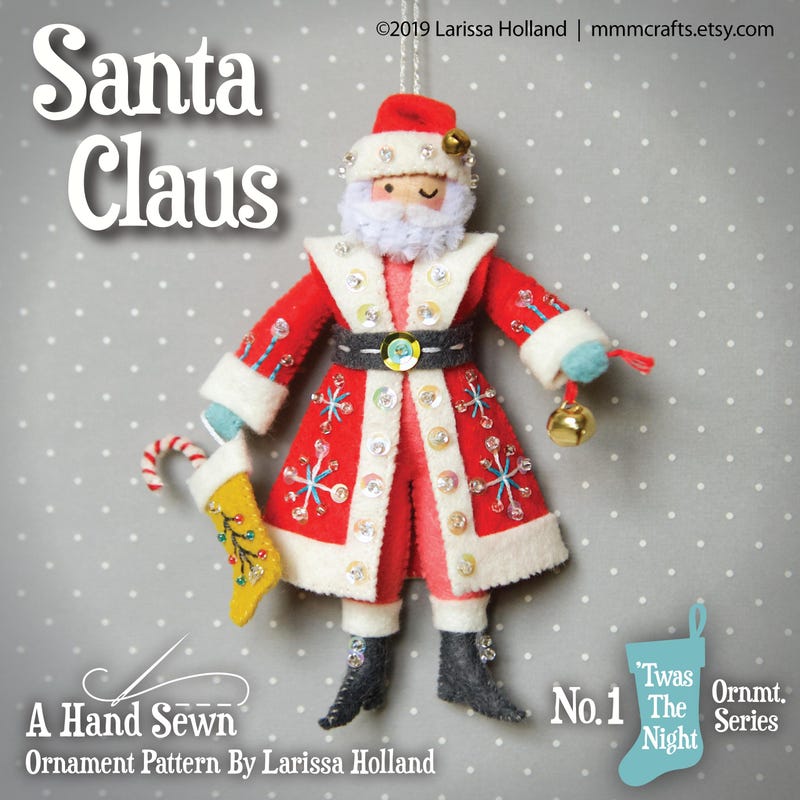 Felt Wool Ornament Santa - Etsy