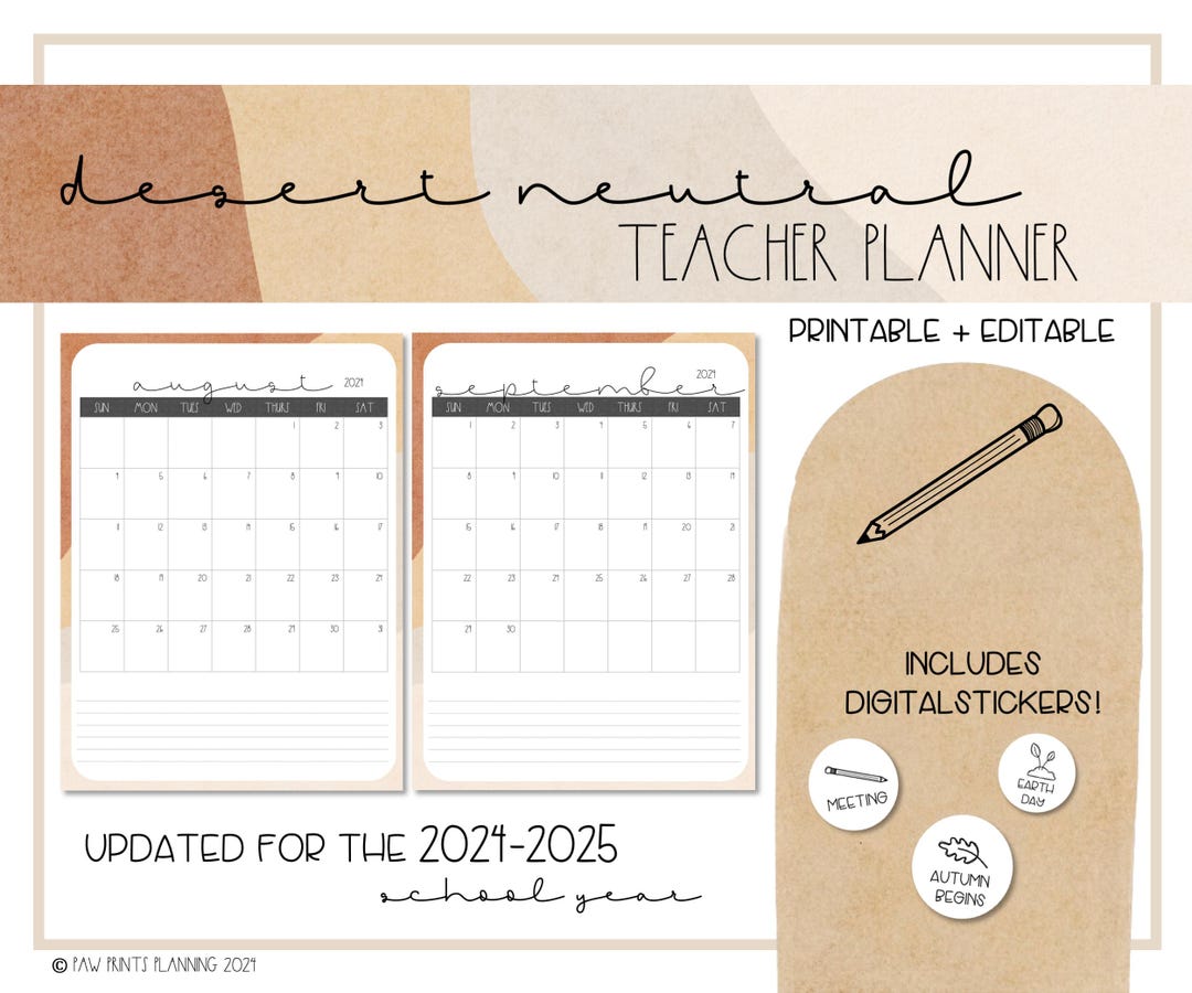 Desert Neutral Boho Themed Teacher Planner - Etsy
