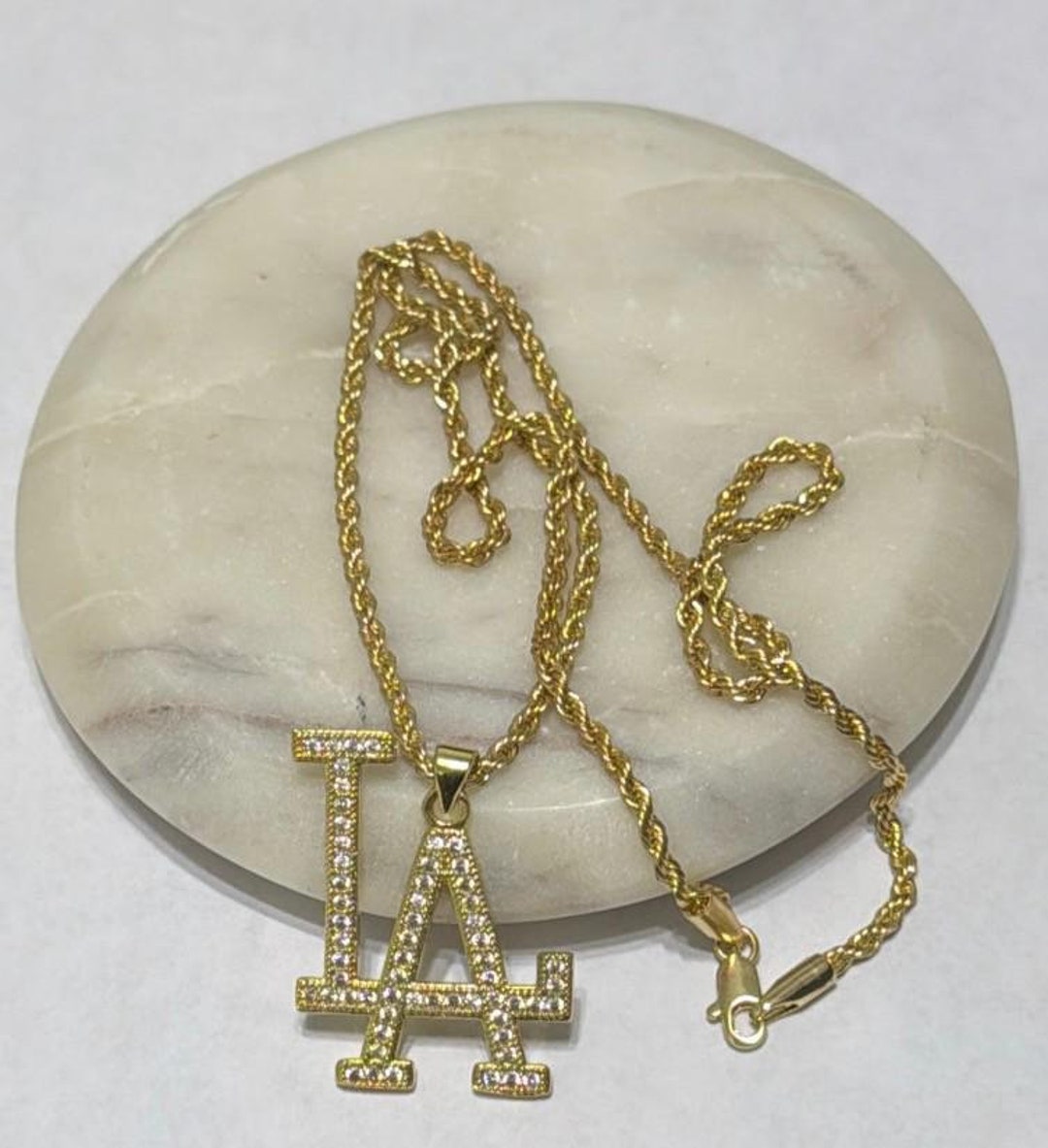 Los Angeles Dodgers Cuban Link Gold-plated Chain W/ Cubic Zirconia ...