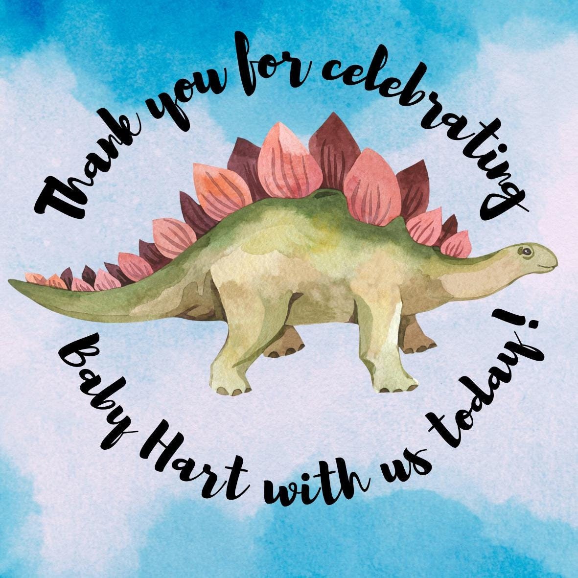 Dinosaur Thank You Sticker Label | Digital File | Customizable Favor ...
