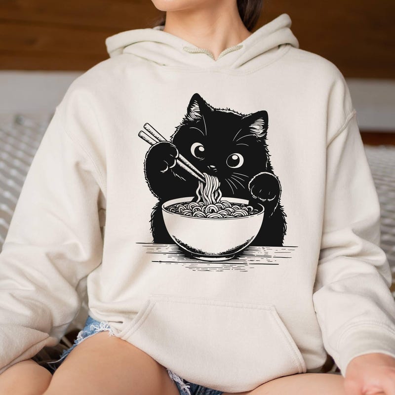 Ramen Noodle Black Cat - Etsy