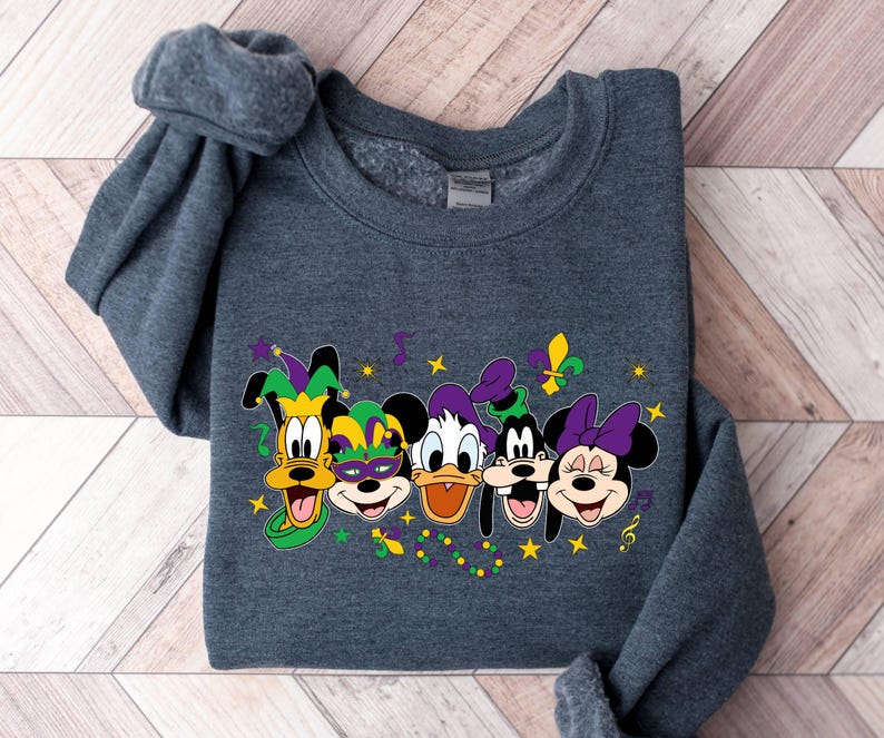 Mickey and Friends Sweatshirt,mardi Gras Party Sweatshirt, Disneyland ...