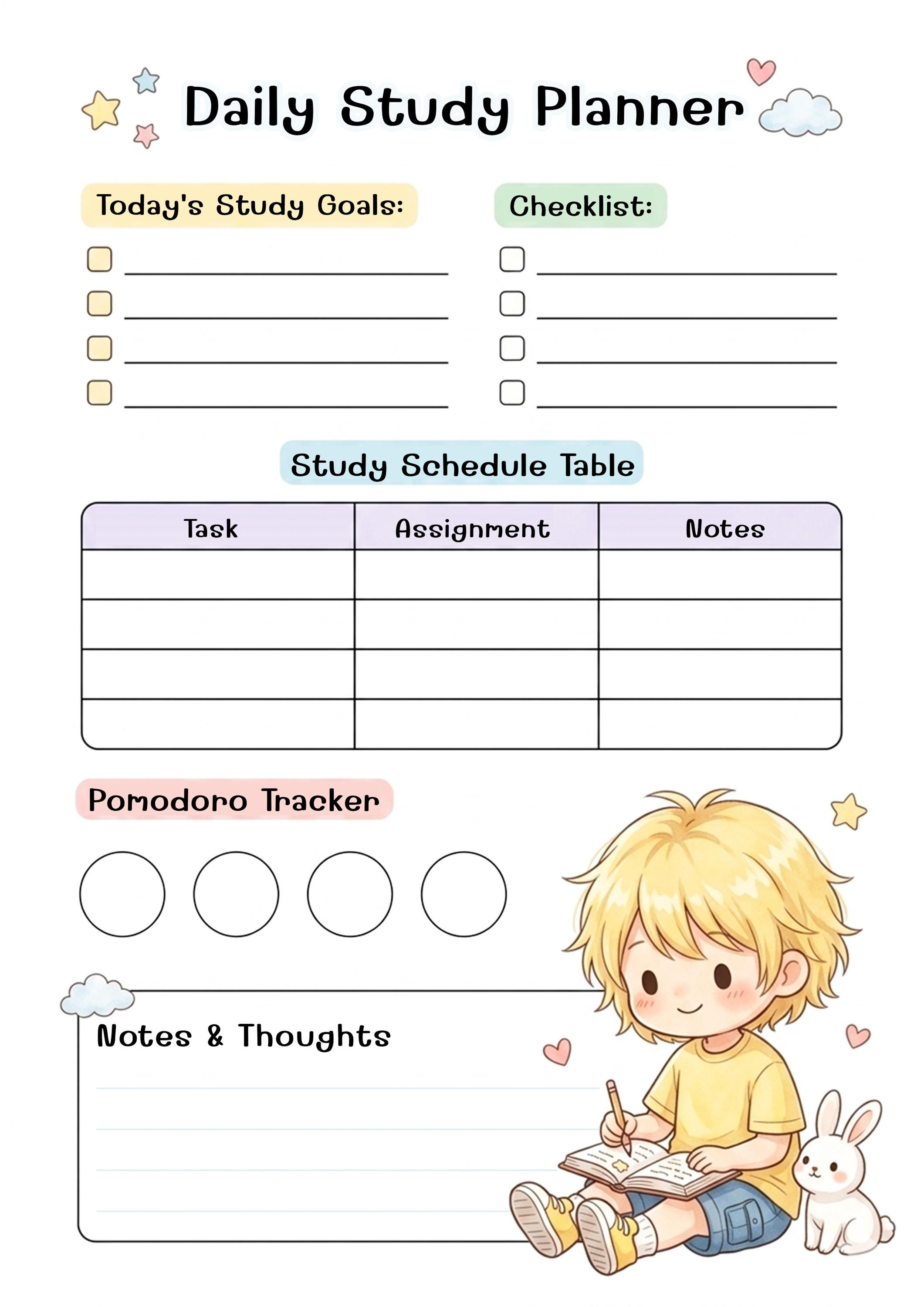 Kawaii Study Planner Bundle Printable | Student Planner PDF | Cute ...