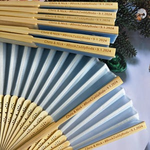 Personalized Light Blue Silk Wedding Fans,custom Hand Fan,wedding Fan ...