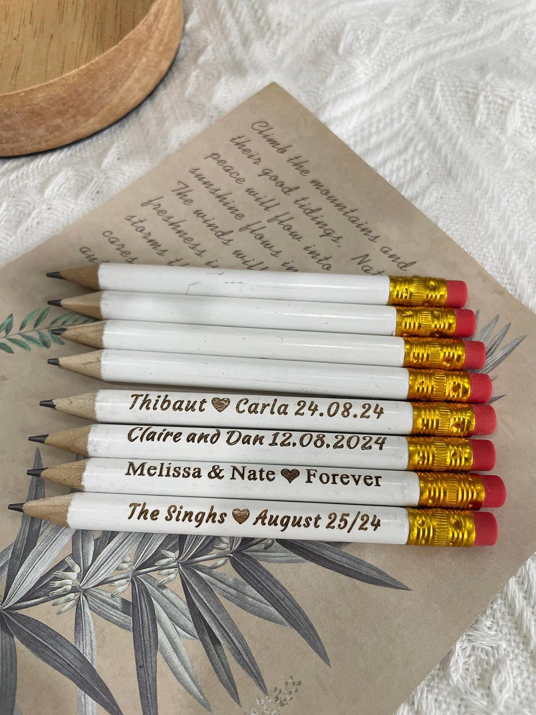 Wedding Favors Pencils ,personalized Engraved Favors , Rustic Wedding ...