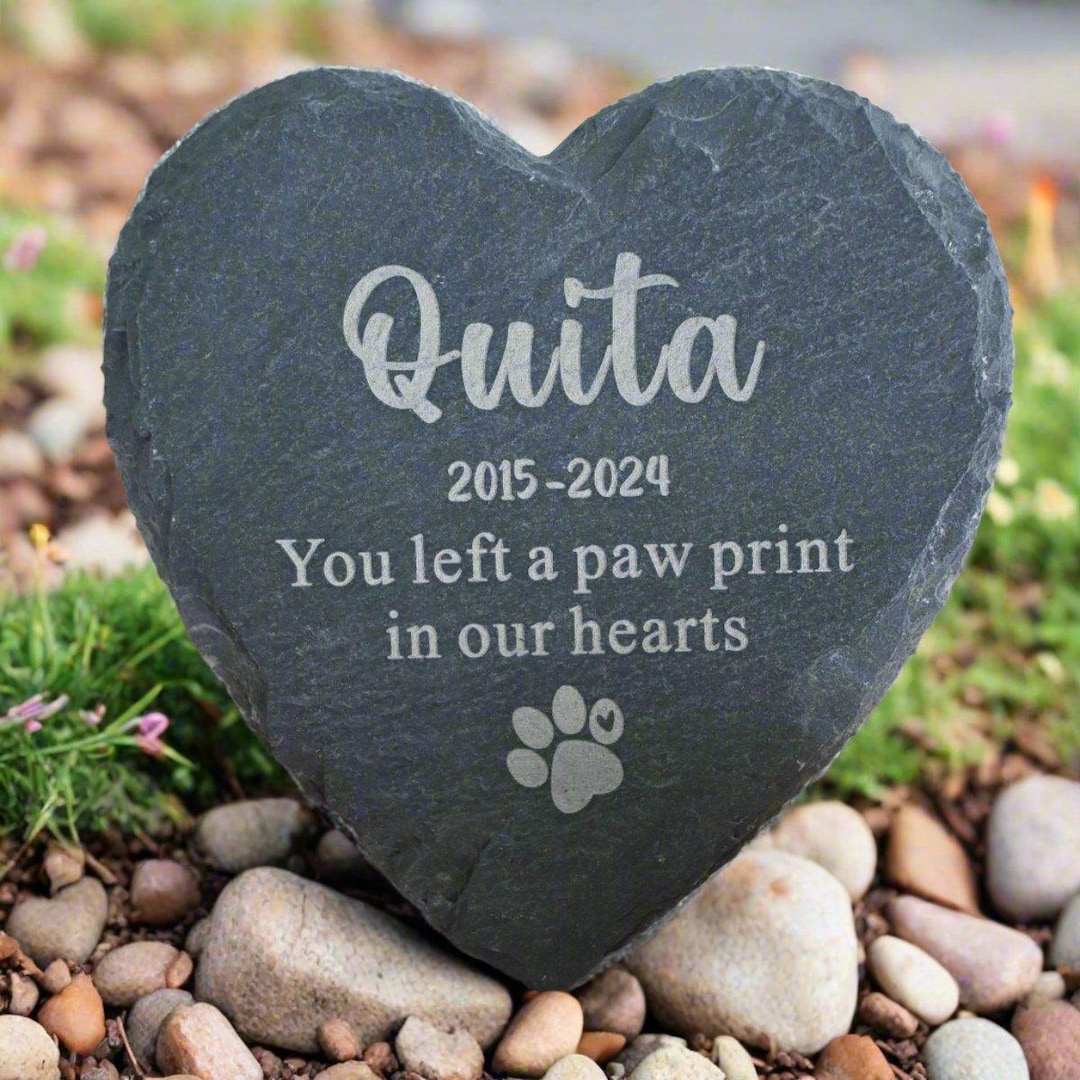 Custom Engraved Pet Memorial Stone, Personalized Slate Dog Cat Memorial ...
