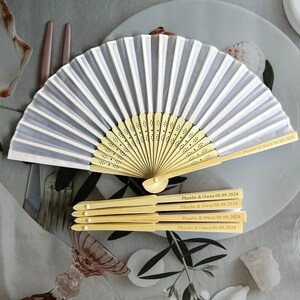 Personalized White Silk Wedding Fans, Wedding Hand Fans for Guests ...