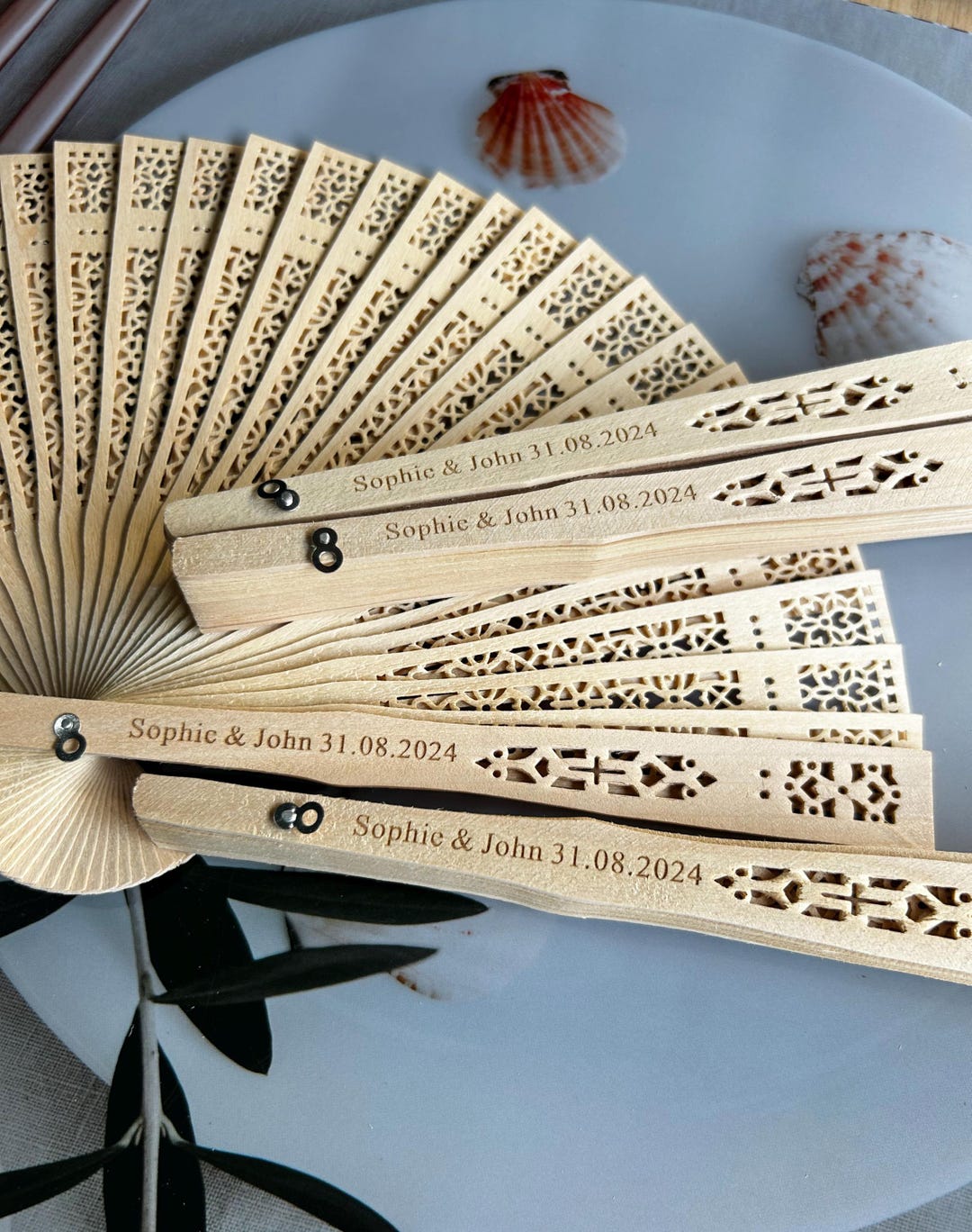 Personalized Wedding Fans, Custom Engraved Wooden Hand Fans for Guests ...