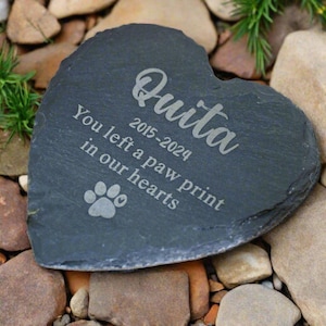 Custom Engraved Pet Memorial Stone, Personalized Slate Dog Cat Memorial ...