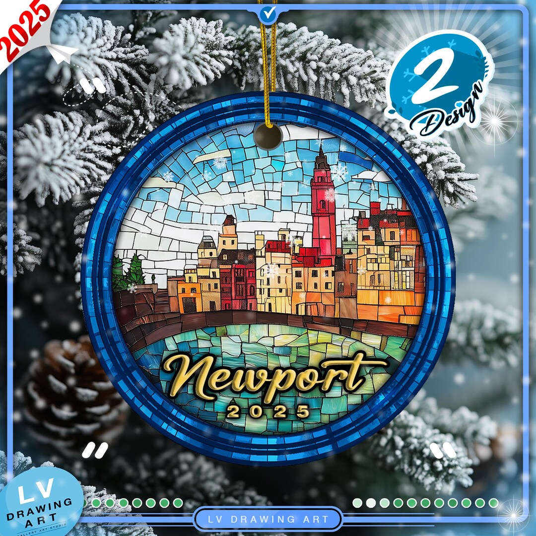 Newport Rhode Island Ornament 2025, Faux Stained Glass, Travel Souvenir ...