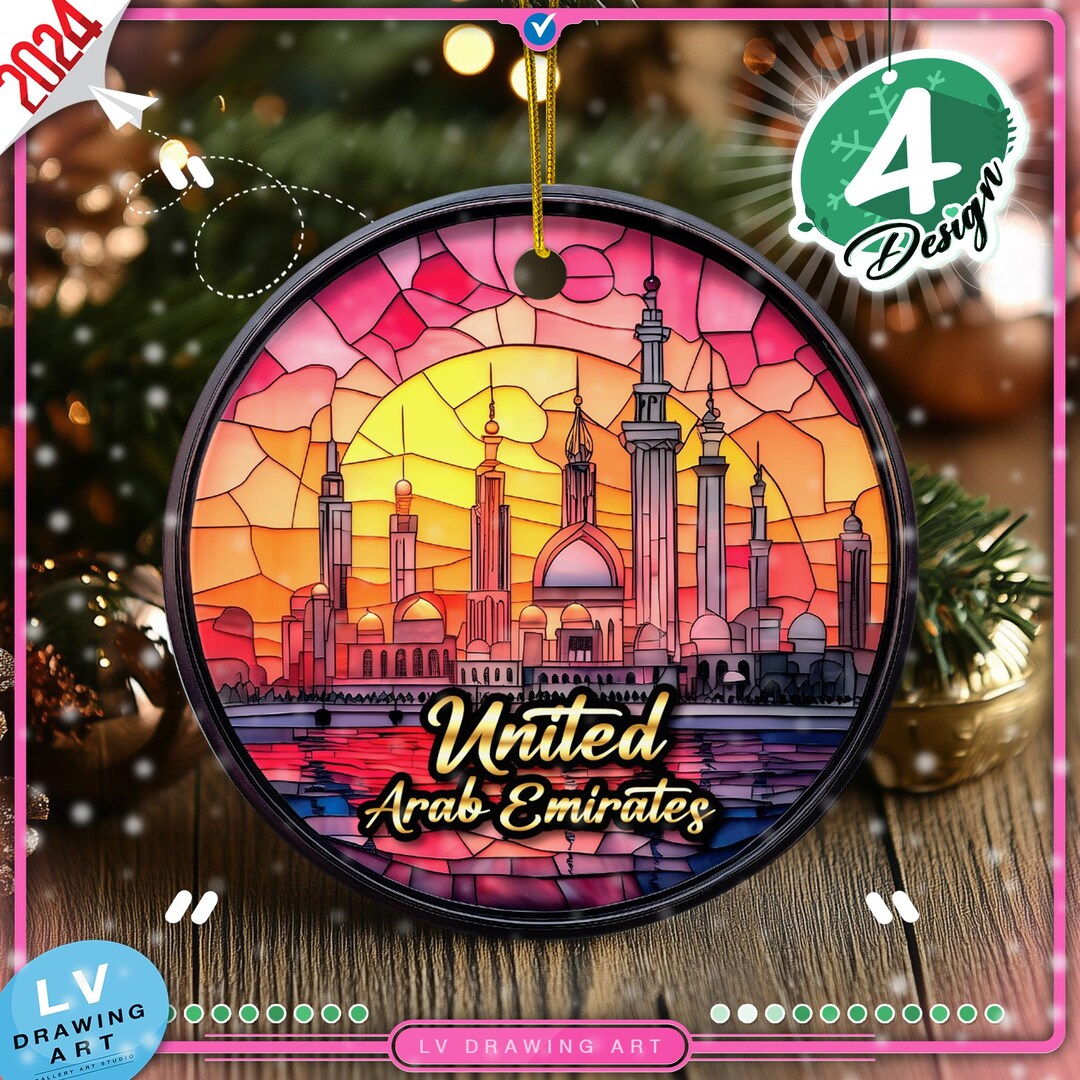 Sheikh Zayed Grand Mosque and UAE Ornament, Emirate of Abu Dhabi, Round ...