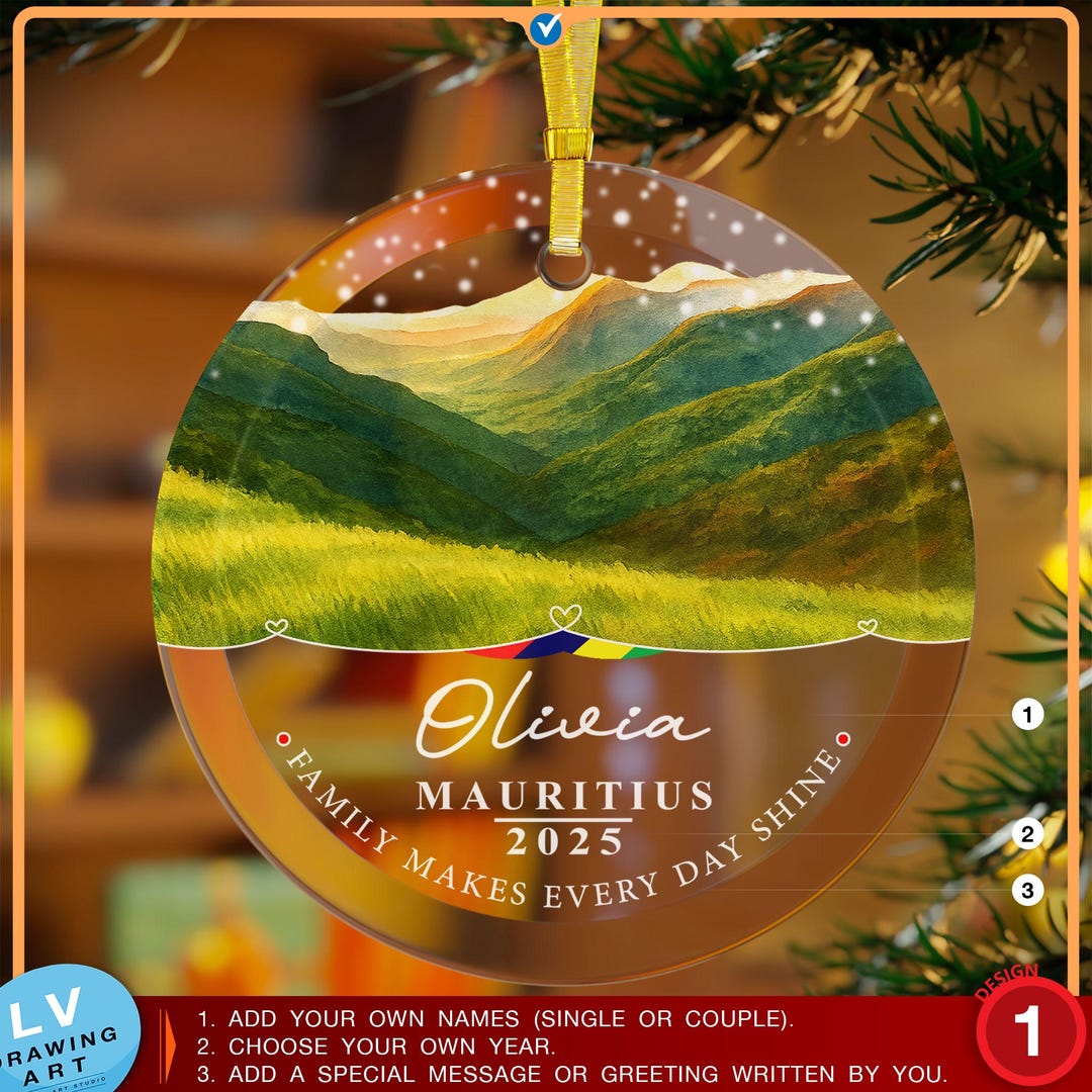 Personalized Mauritius Glass Ornament: Custom Name, Year & Message ...