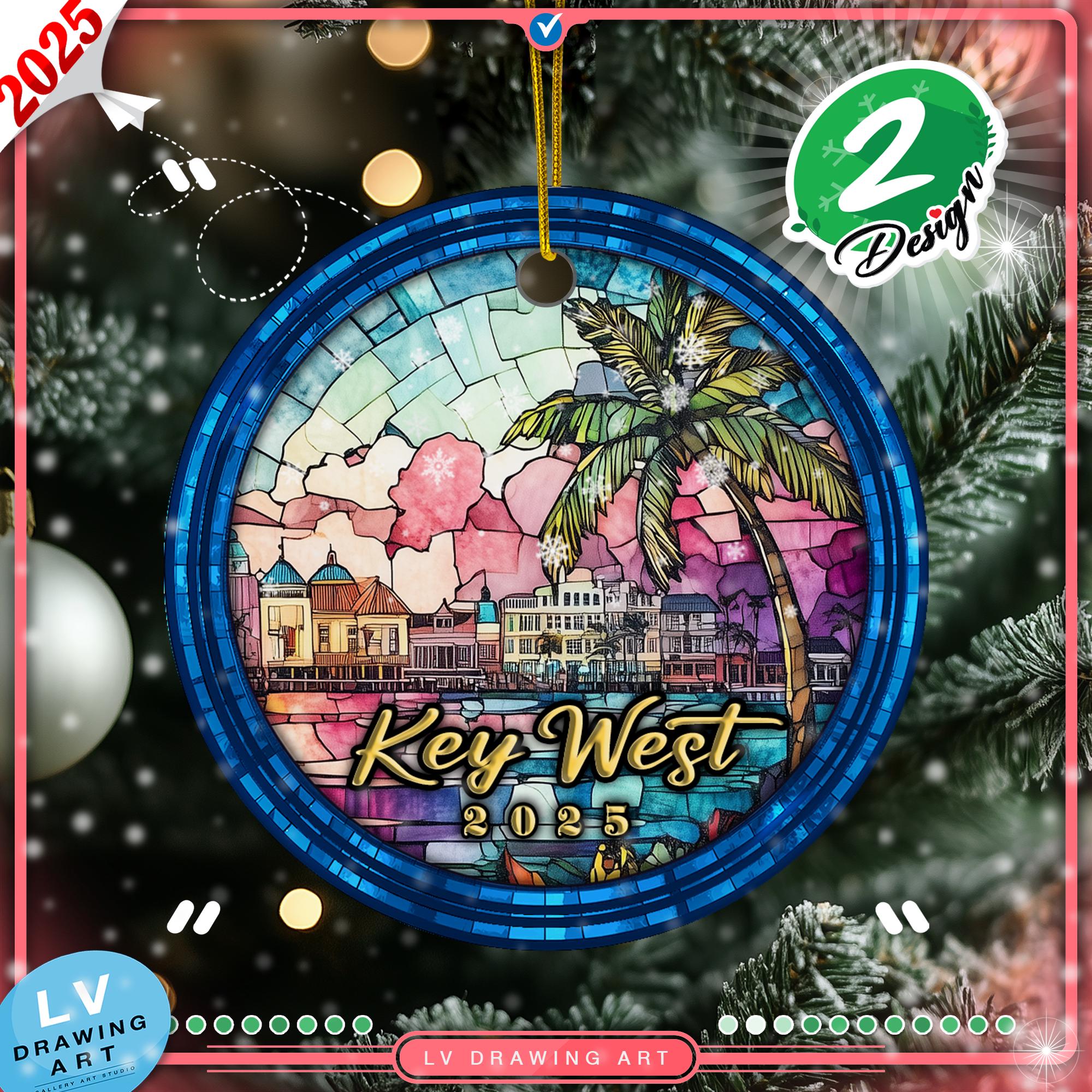 Key West Ornament, Ceramic Christmas Decor, Florida Keys Souvenir Gift ...