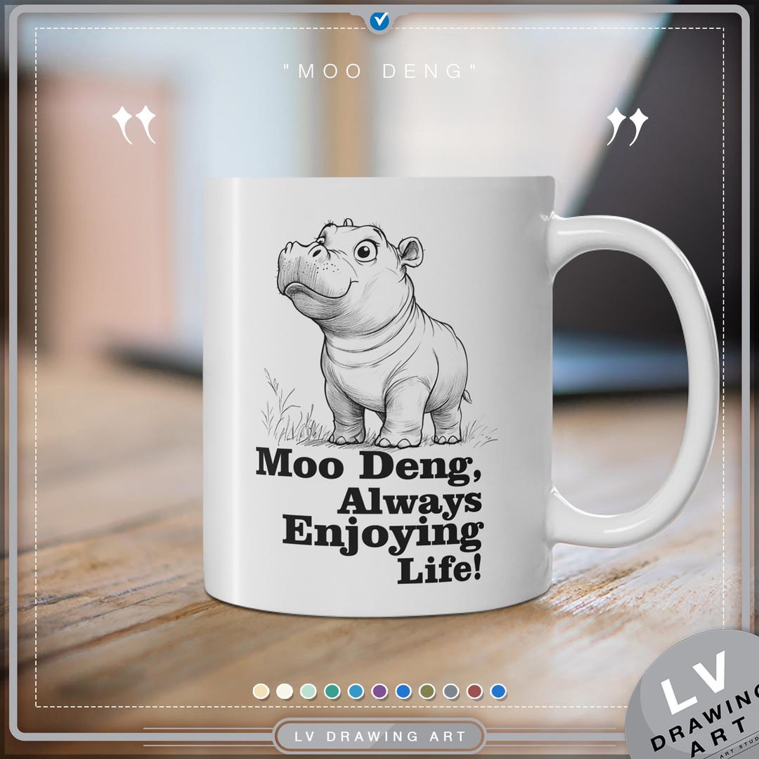 Moo Deng Mug, Cute Baby Hippo, Hippopotamus, Hippo Lover, Always ...
