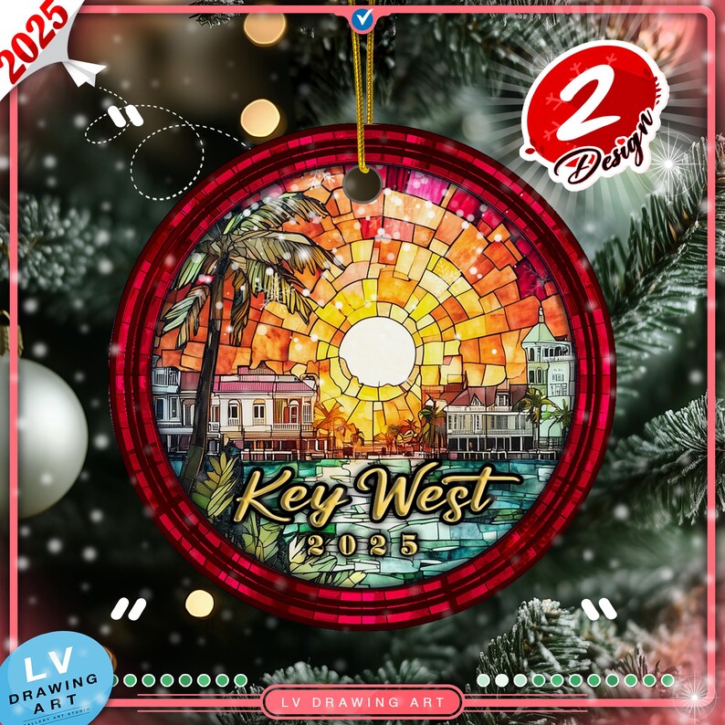 Key West Ornament, Ceramic Christmas Decor, Florida Keys Souvenir Gift ...