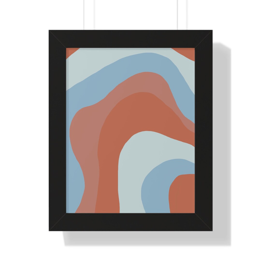 Cute Preppy Aesthetic Wavy Design Framed Poster for Room - Etsy