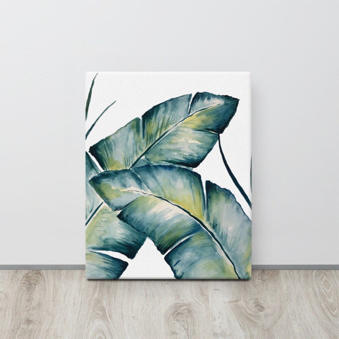 Palm Leaf Watercolor Canvas Print - Etsy
