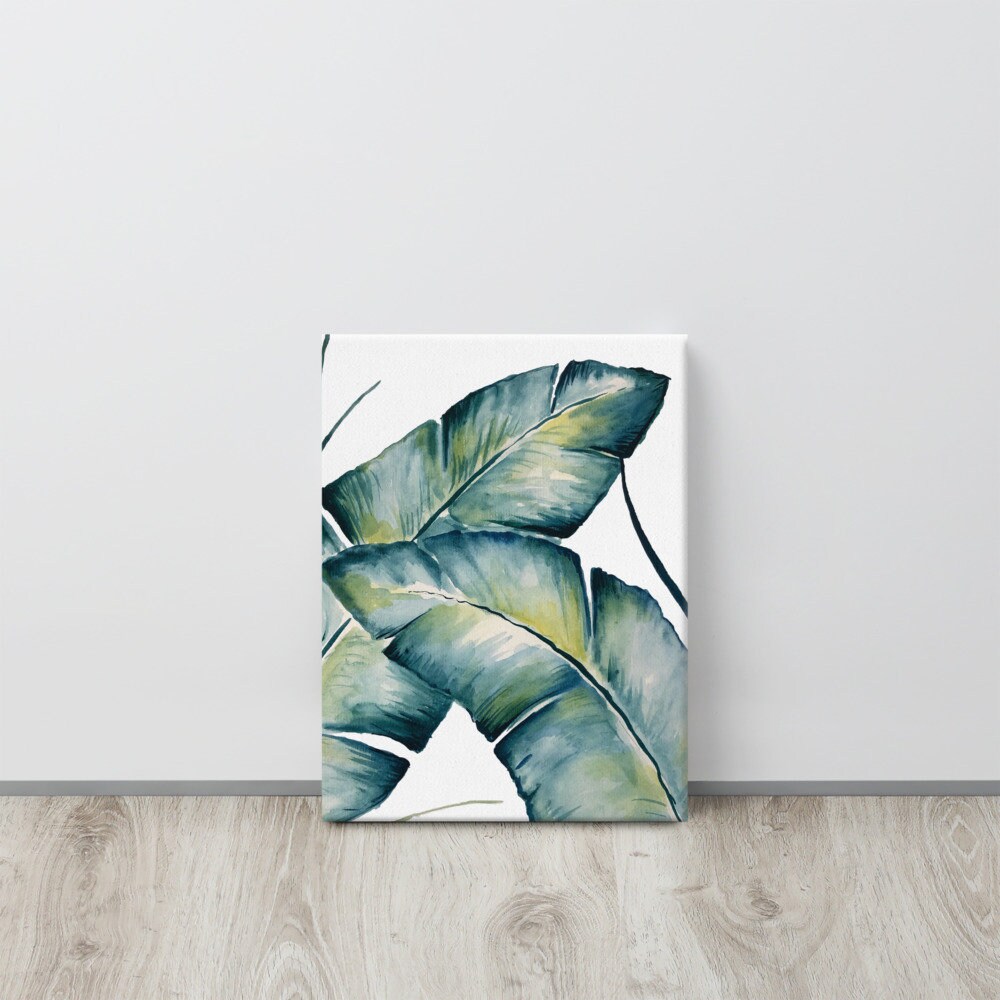 Palm Leaf Watercolor Canvas Print - Etsy