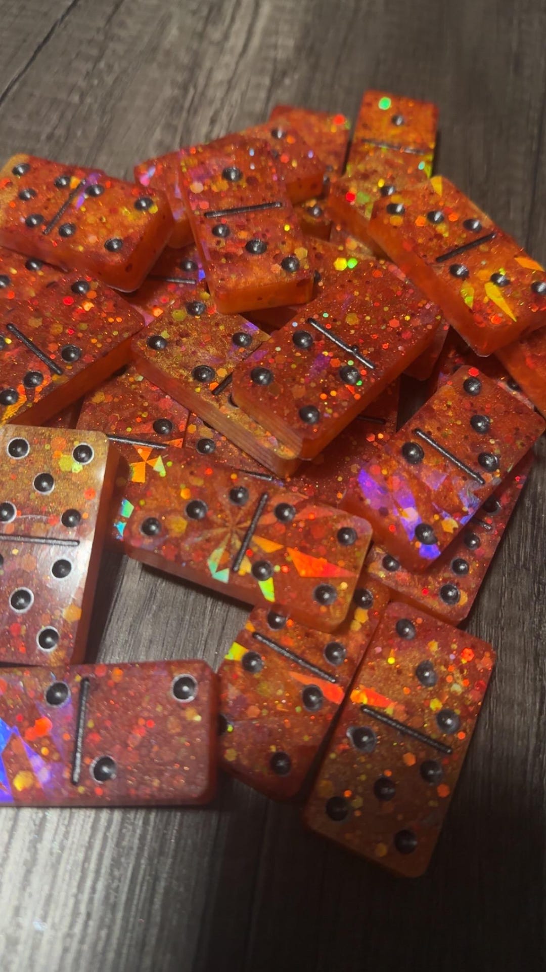 Luminous Orange Glitter Resin Domino Set - Etsy