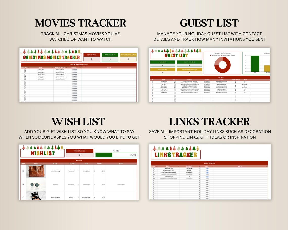 Christmas Planner Spreadsheet Christmas Gift Tracker Google Sheets ...
